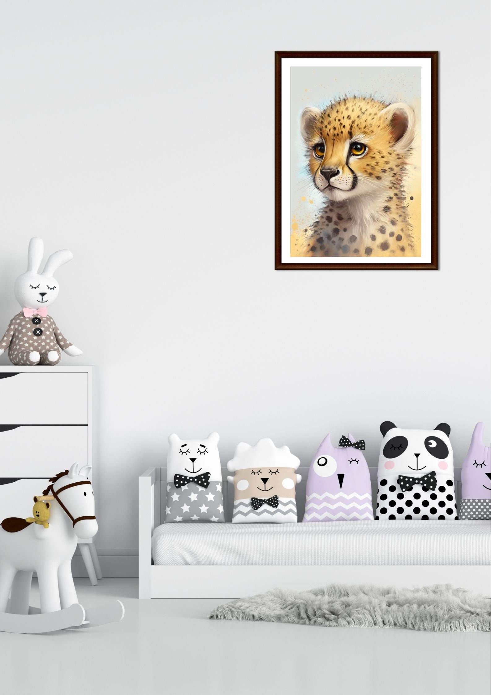 Cute Printable Cheetah Wall Art, Cartoon Style Digital Art, Child Decor ...