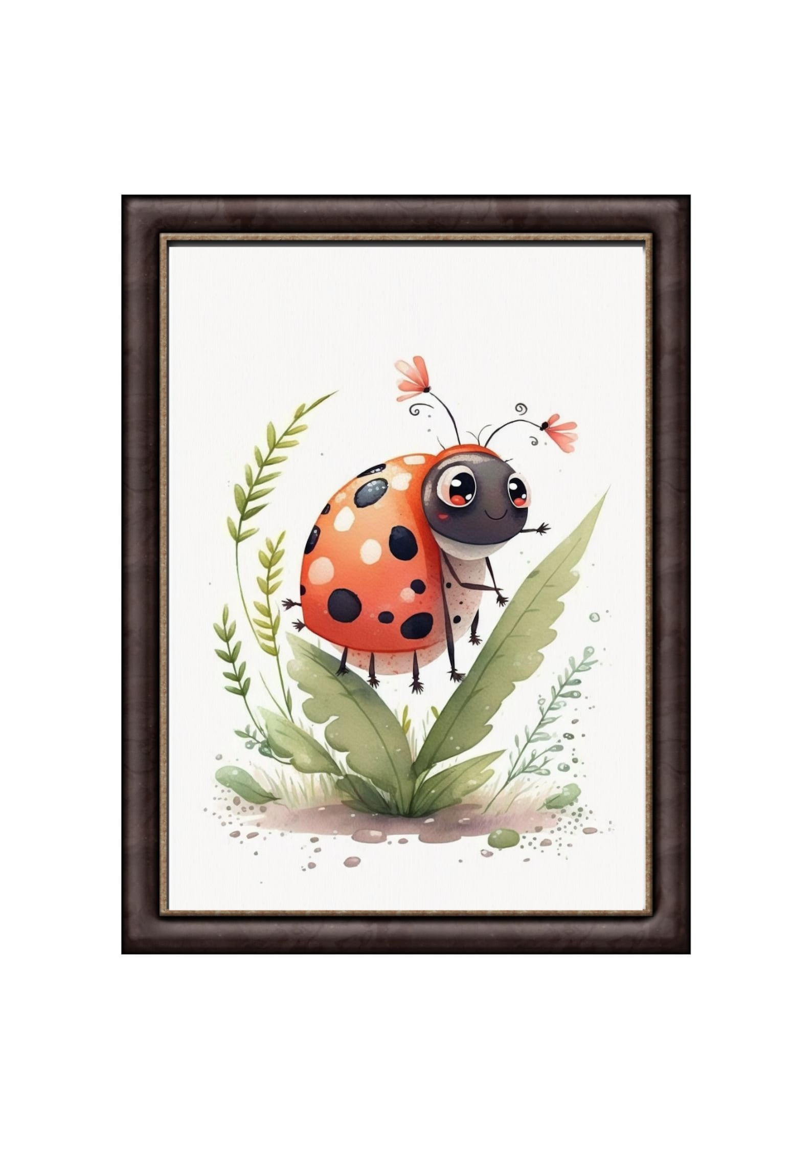 Cute Ladybug Printable Cartoon Style Digital Art, Watercolor Wall Art ...