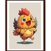 Cute Happy Chicken Printable Cartoon Style Digital Art, Watercolor Wall ...