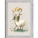 Cute Happy Goat Printable Cartoon Style Digital Art, Watercolor Wall ...