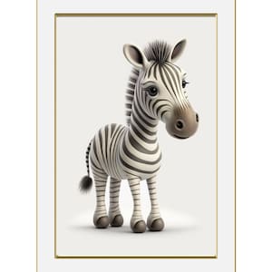 Cute Printable Zebra 3D Cartoon Style Digital Art, Wall Art, Child ...