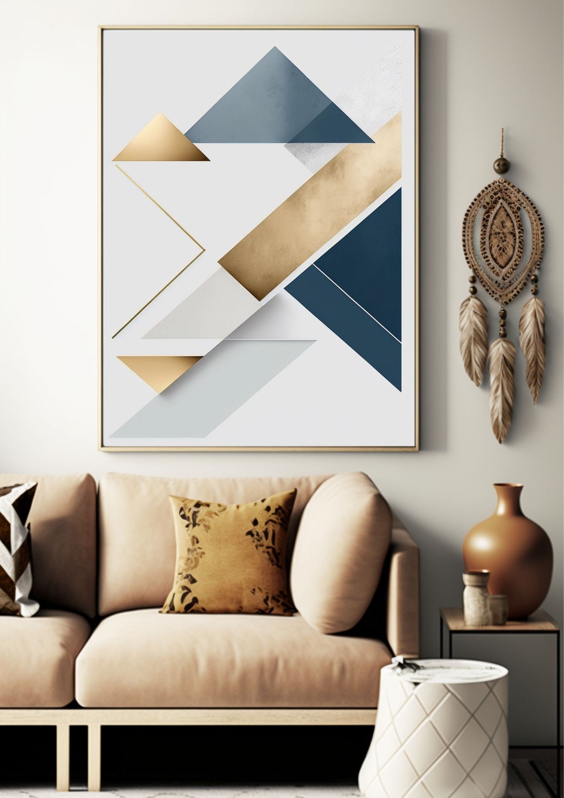 Triangle Wall Art Modern Printable Geometric Scandinavian Art, Scandi ...