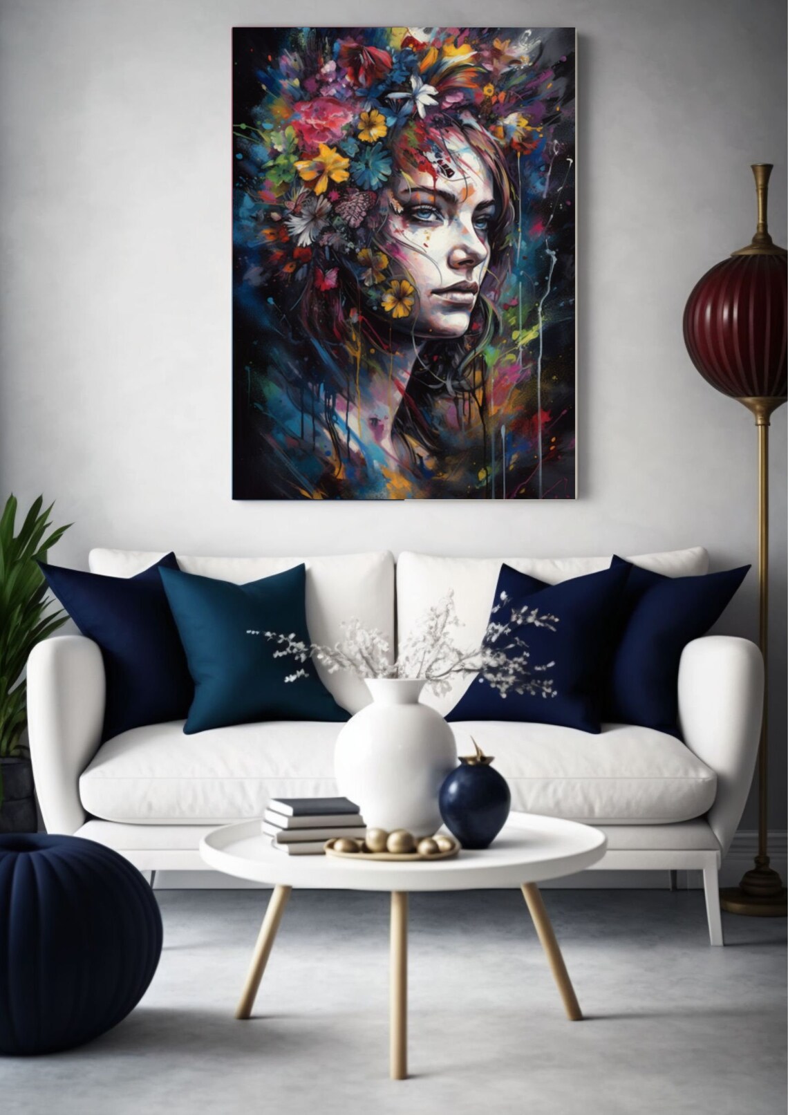 Flower Art Woman's Beautiful Face & Flowers in Her Hair Printable ...