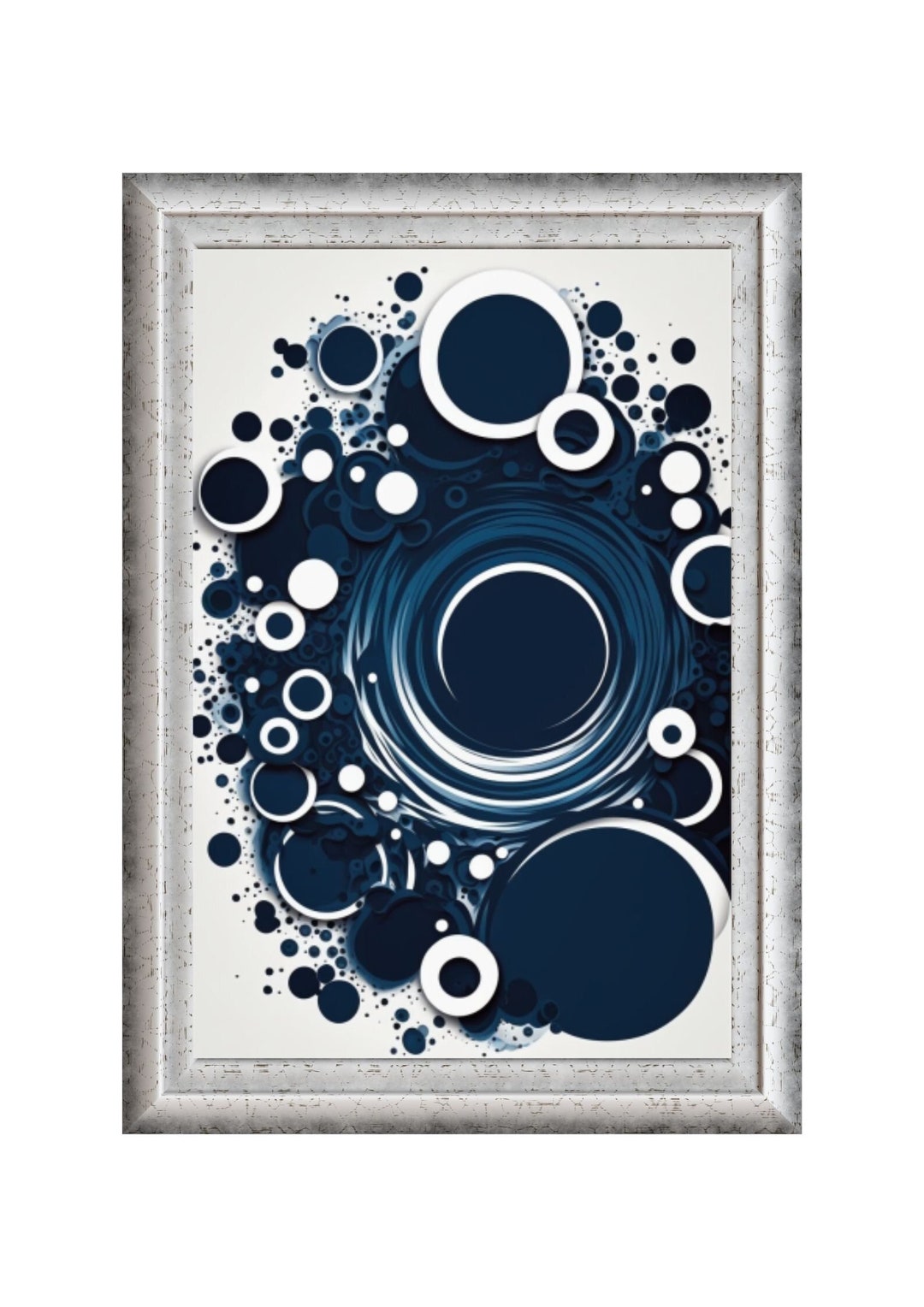 Navy Blue Circles Printable Modern Abstract Digital Art, Home Decor ...
