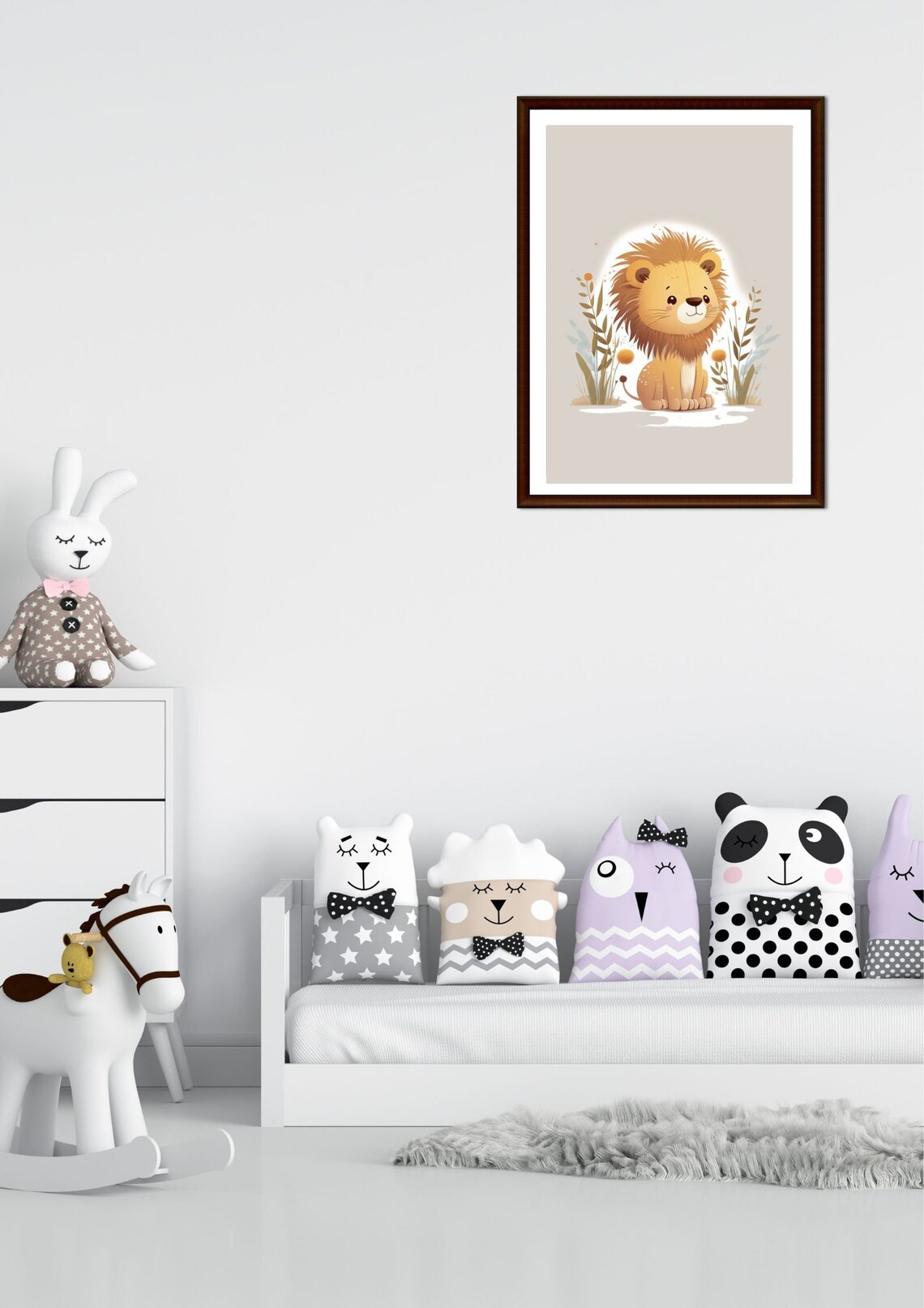 Lion Cub Cartoon Style Digital Art, Printable Wall Art, Cute Child ...