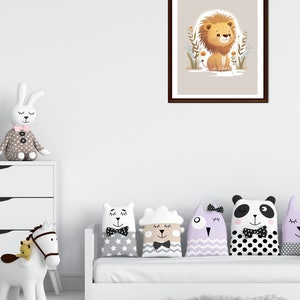 Lion Cub Cartoon Style Digital Art, Printable Wall Art, Cute Child ...