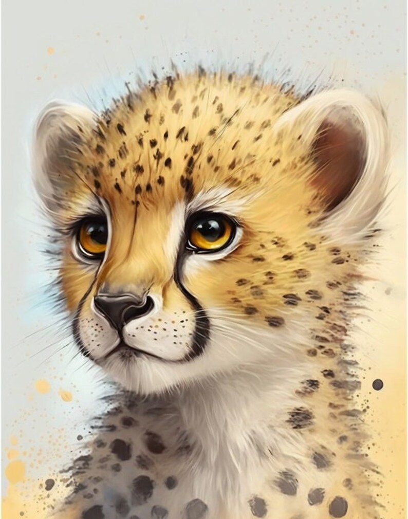 Cute Printable Cheetah Wall Art, Cartoon Style Digital Art, Child Decor ...