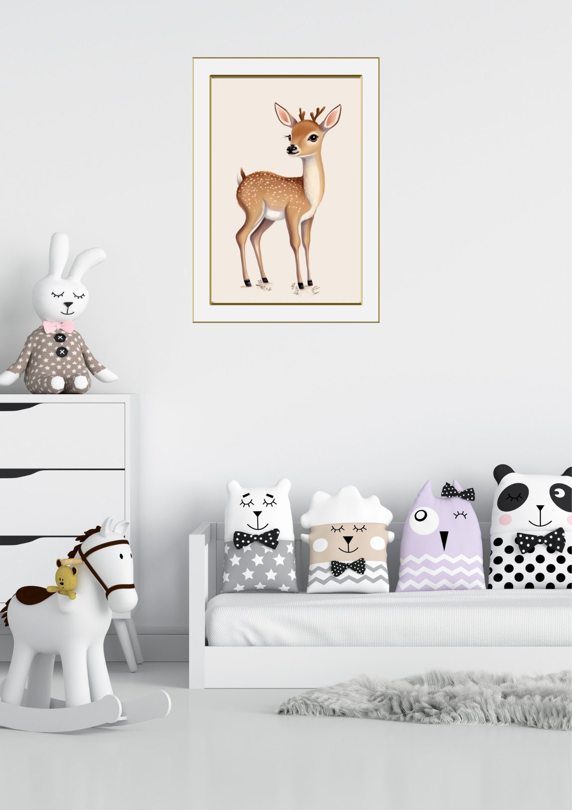 Cute Deer Art Cartoon Printable Digital Art, Wall Art, Child Decor ...