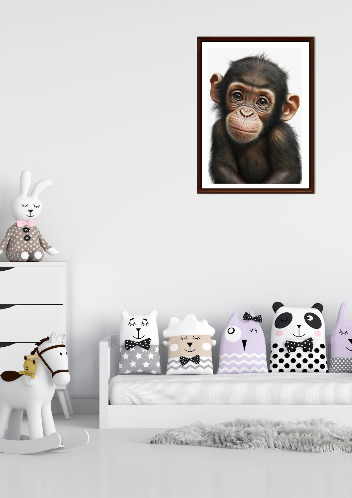 Cute Printable Monkey Wall Art, Baby Monkey Art Cartoon Style Digital ...
