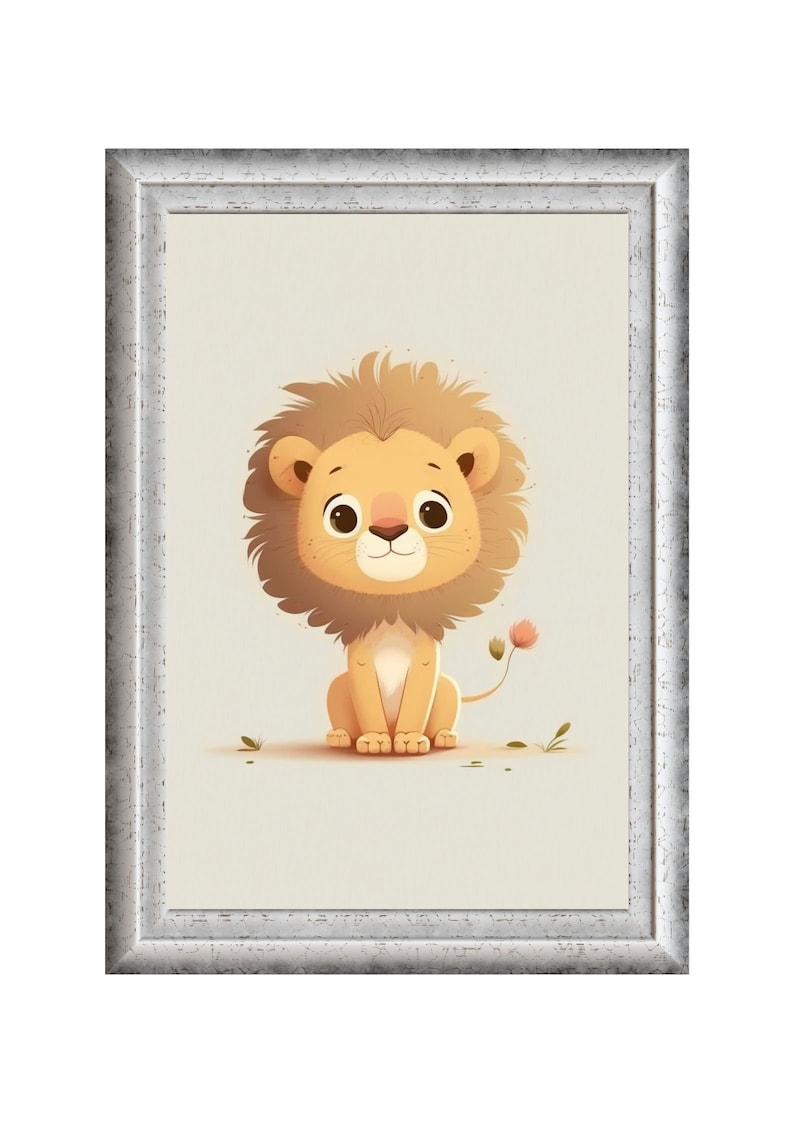 Lion Cartoon Style Digital Art Instant Download, Printable Wall Art ...