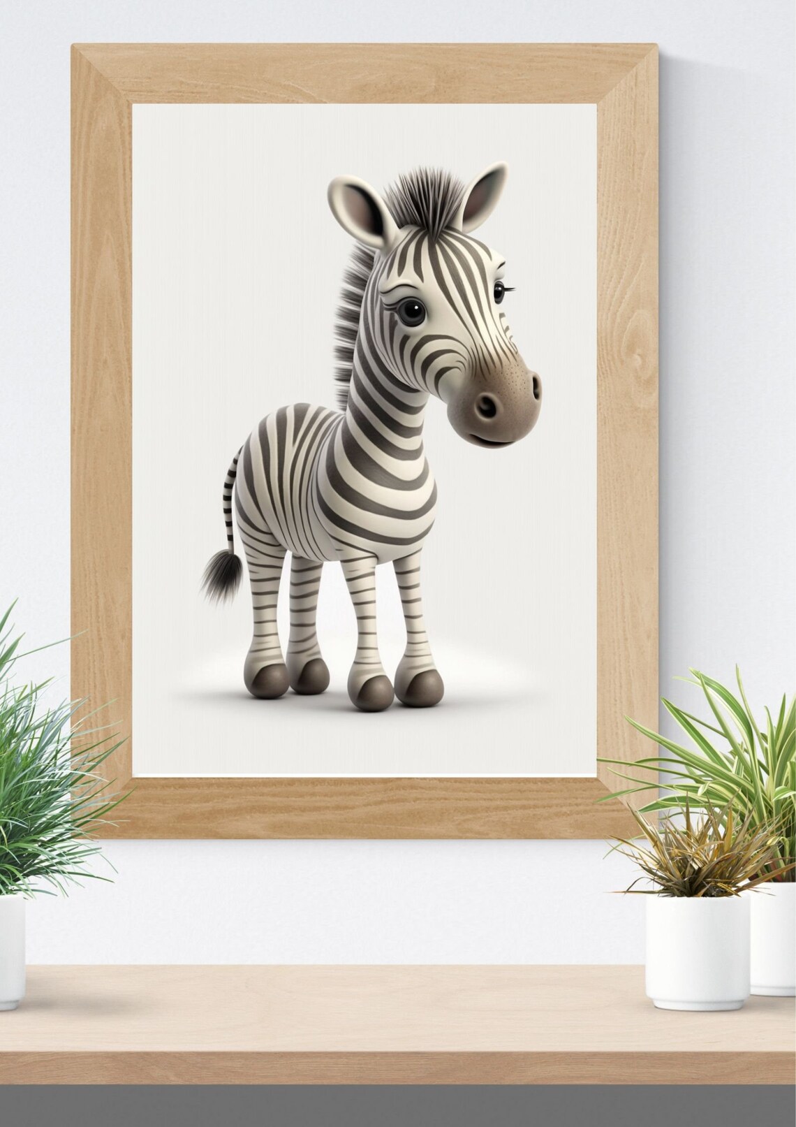 Cute Printable Zebra 3D Cartoon Style Digital Art, Wall Art, Child ...