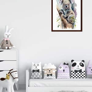 Cute Printable Koala Bear Cartoon Style Digital Art, Watercolor Wall ...