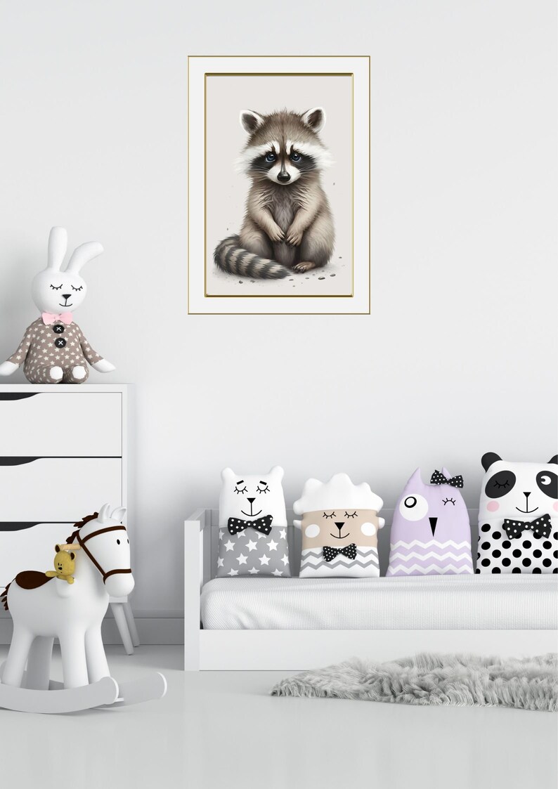 Cute Printable Raccoon 3D Cartoon Style Digital Art, Wall Art, Child ...