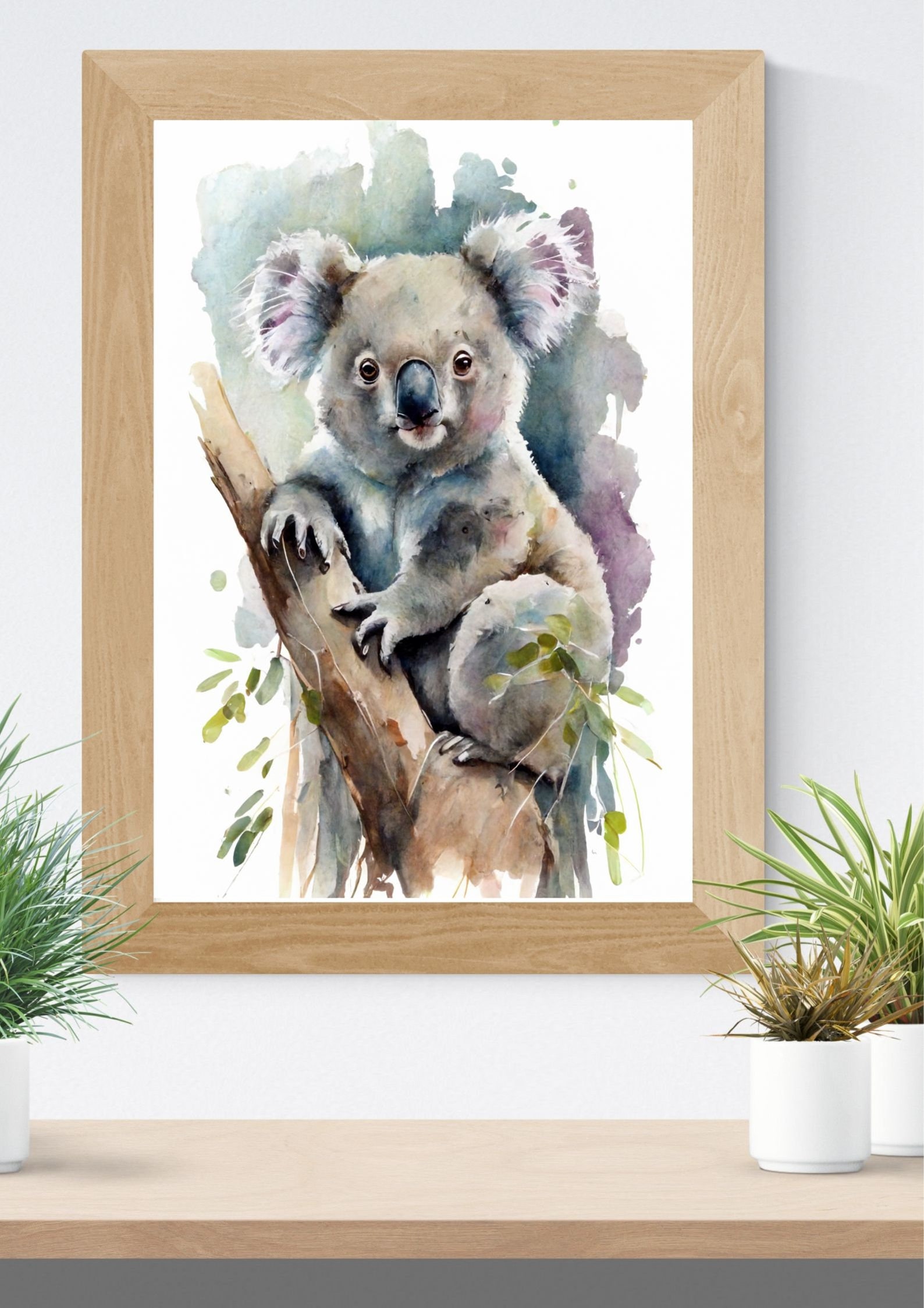 Cute Printable Koala Bear Cartoon Style Digital Art, Watercolor Wall ...