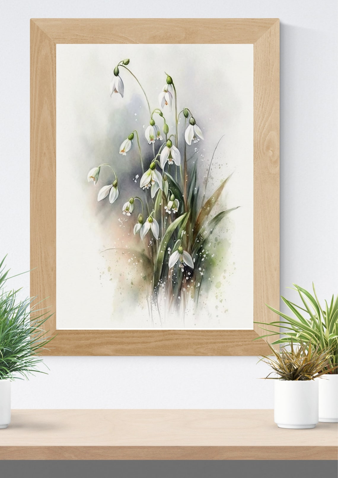 Snowdrop Painting Watercolor Digital Print Wall Decor, Pastel Colors ...