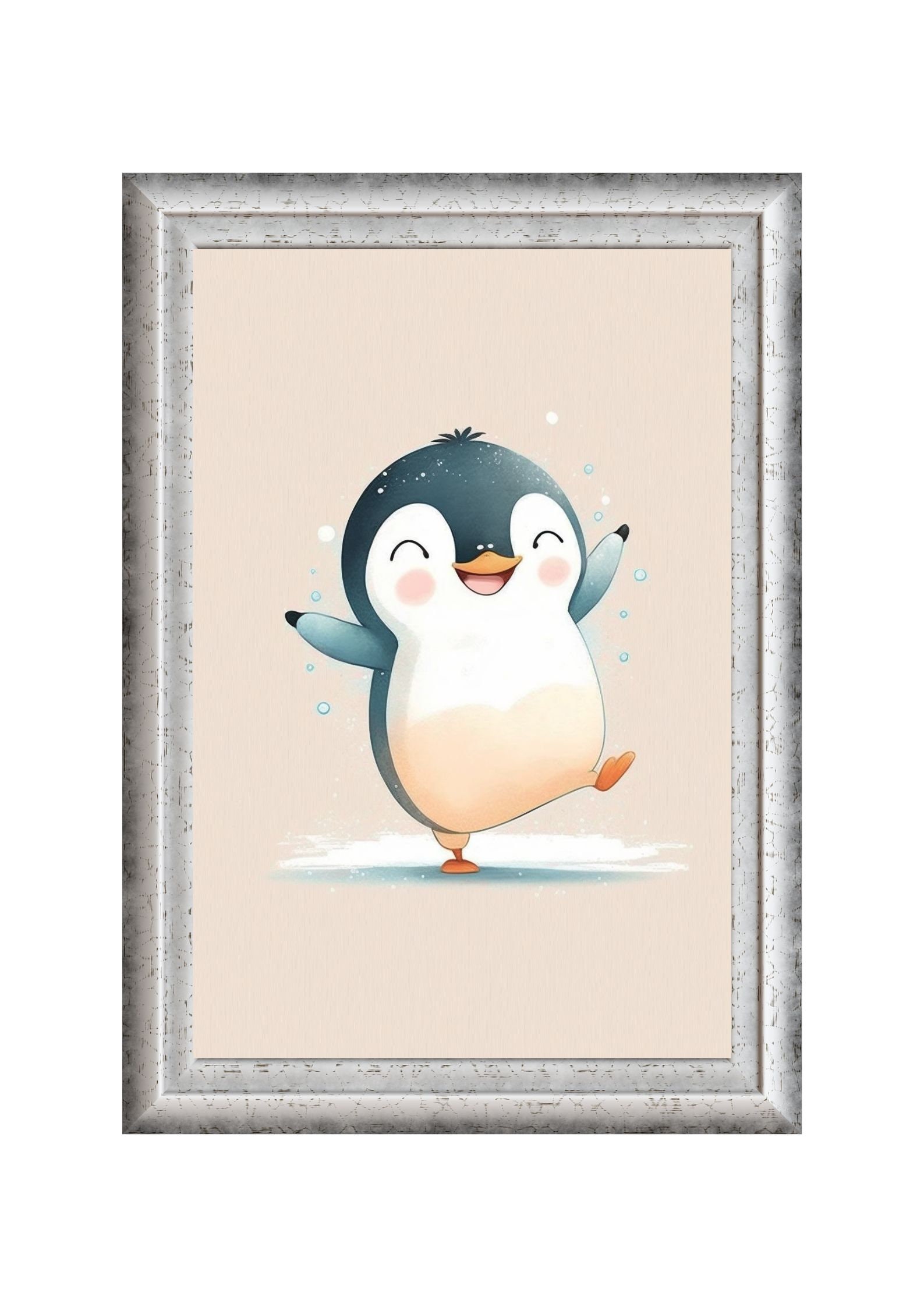 Cute Penguin Printable Cartoon Style Digital Art, Watercolor Wall Art ...