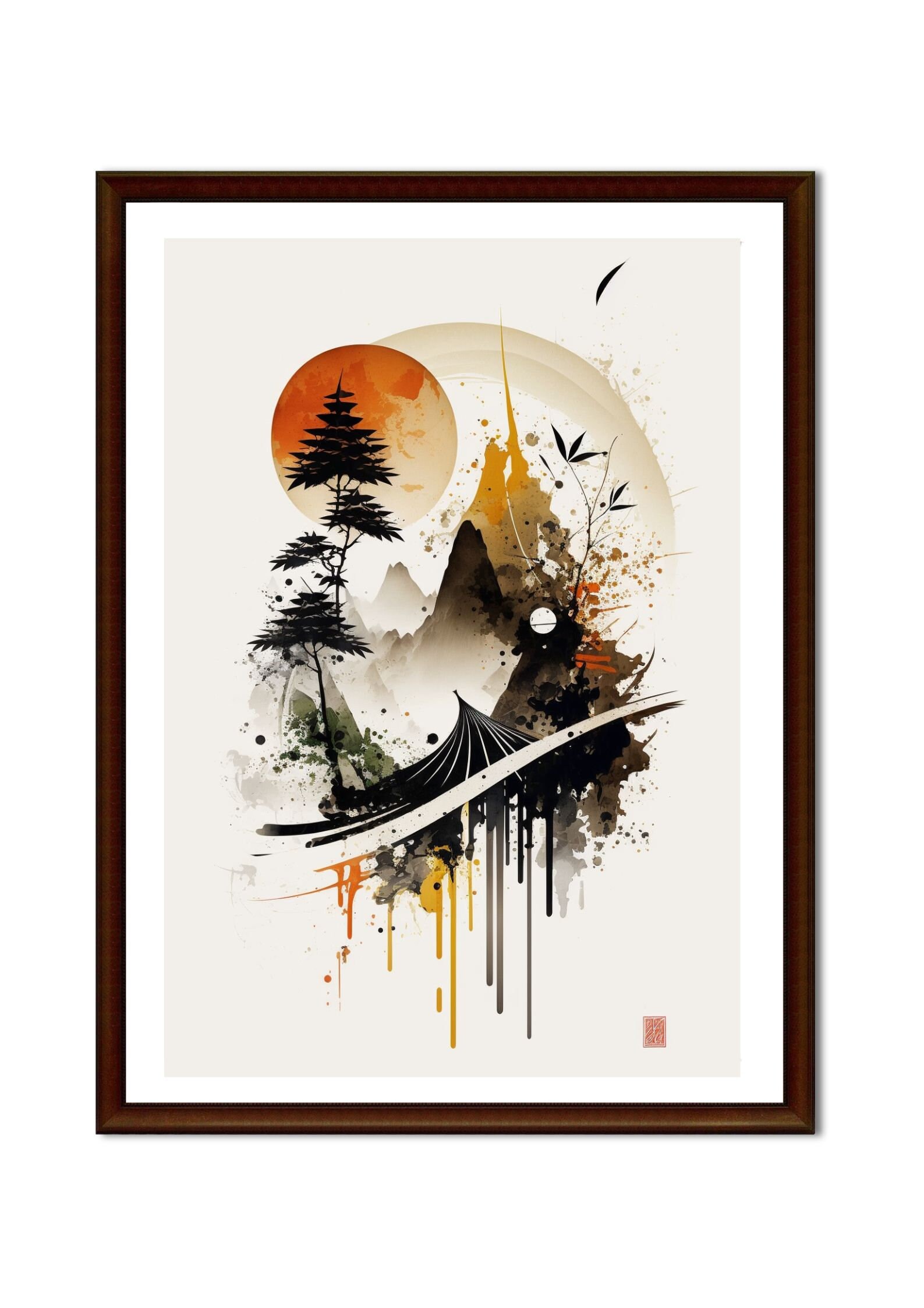 Japandi Art Print Wall Art, Abstract Modern Printable Digital Art ...