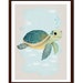 Cute Sea Turtle Printable Cartoon Style Digital Art, Watercolor Wall ...