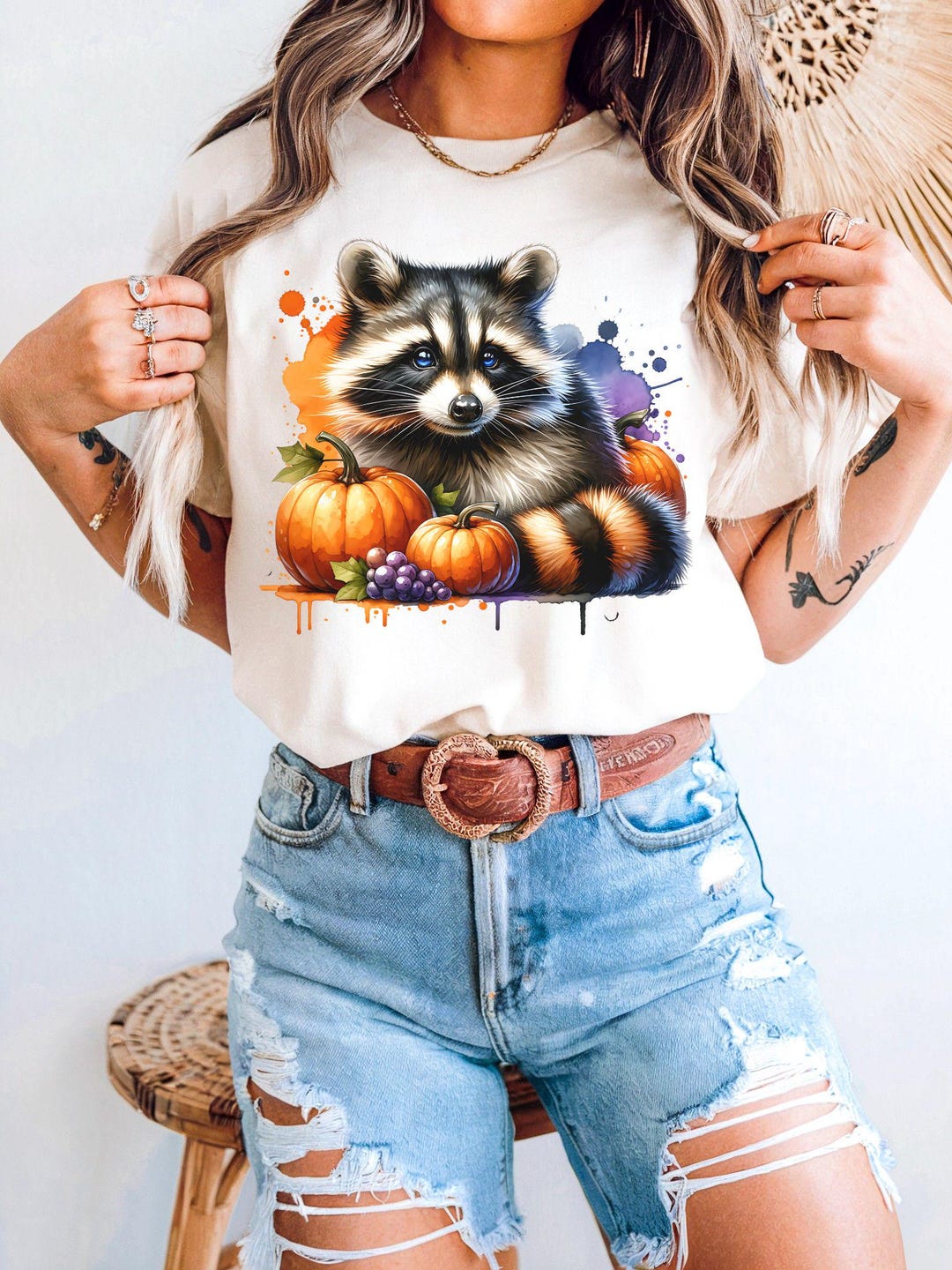 Cute Fall Raccoon PNG | Autumn Woodland Animal Clipart With Pumpkins ...