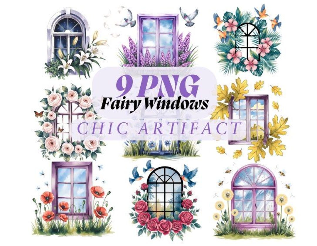 9 PNG Fairy Windows Clipart – Whimsical Window Illustrations | Floral ...