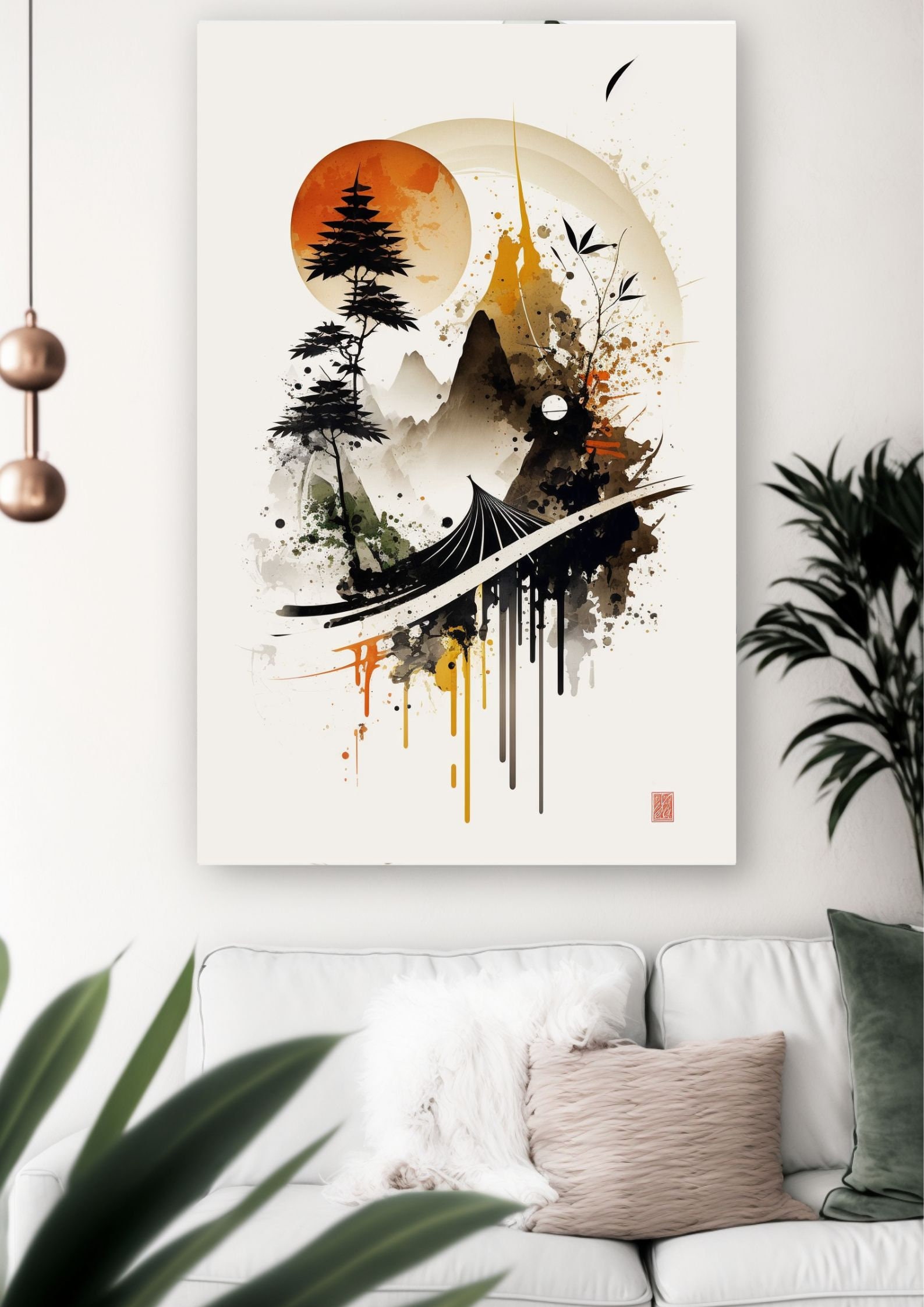 Japandi Art Print Wall Art, Abstract Modern Printable Digital Art ...
