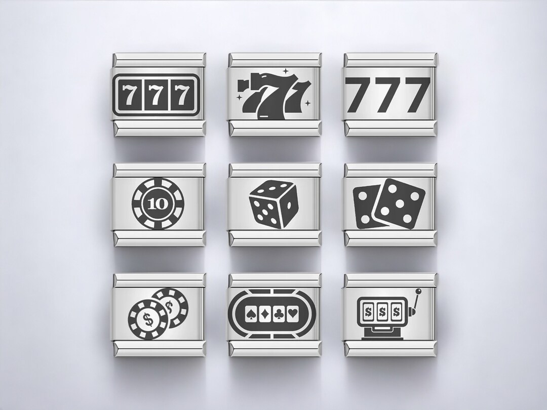 Italian Bracelet Lucky Charms, 9MM Charms, Casino Charm Links ...