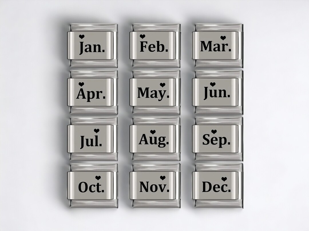 Italian Bracelet Months Charms, 9MM Charms, Birthday Month Charm Links ...