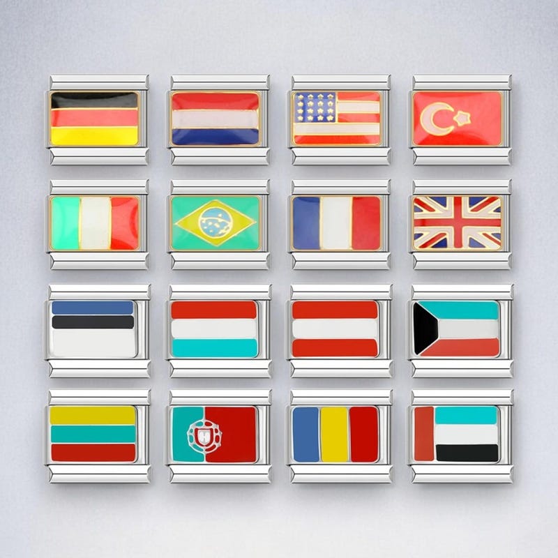 Country Flag Charms and Bracelet - Etsy
