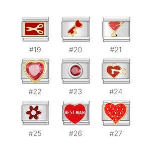 Italian Bracelet Red Charms, 9MM Charms, Red Charm Links, Stainless ...