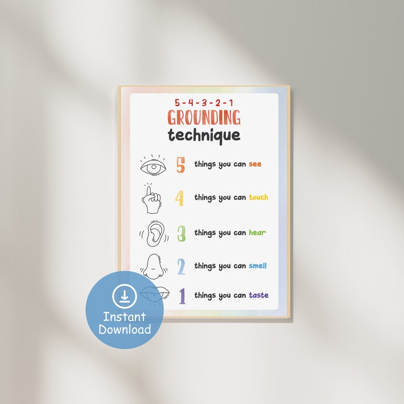 Children Grounding Techniques Poster, Mindfulness Printables, Calming ...