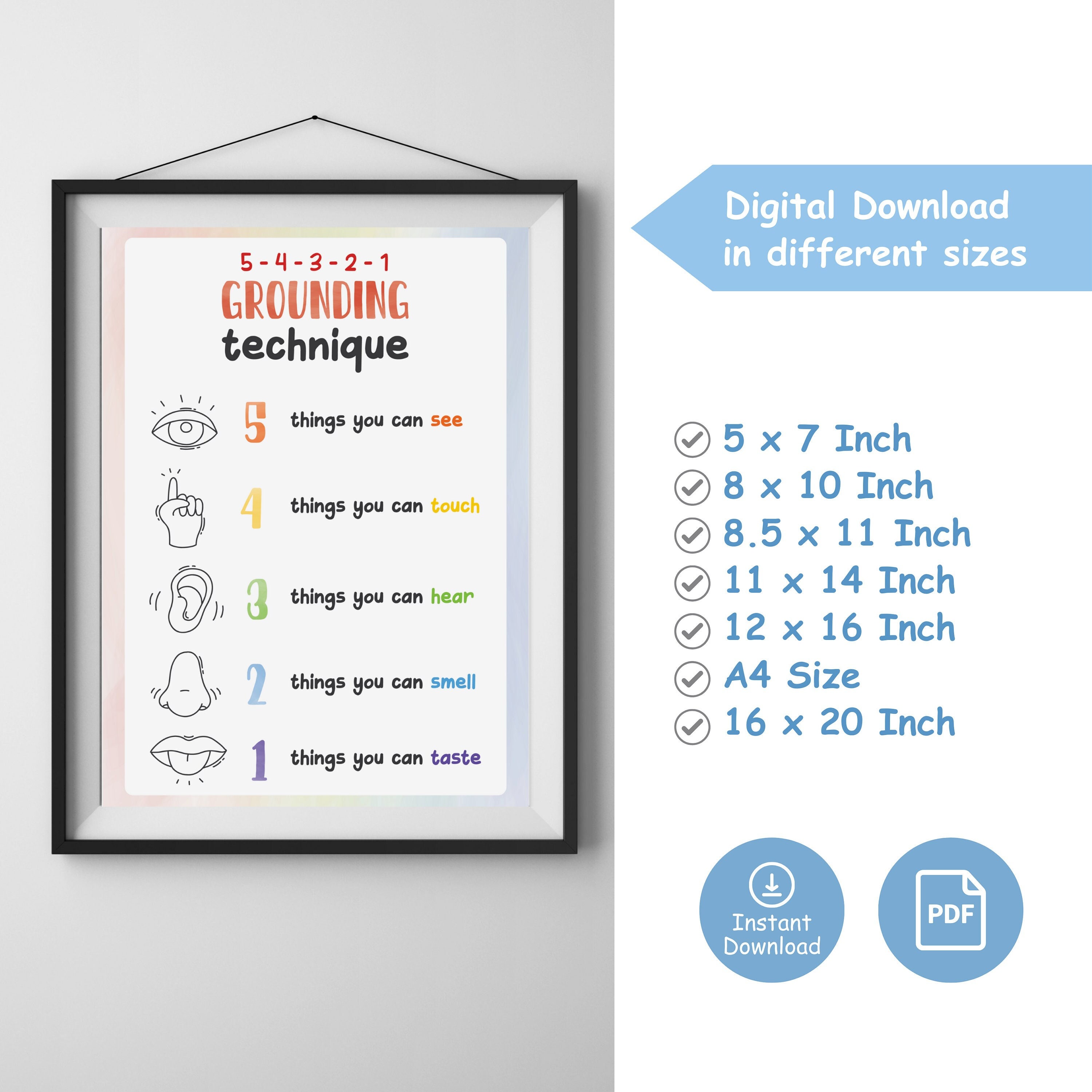 Children Grounding Techniques Poster, Mindfulness Printables, Calming ...