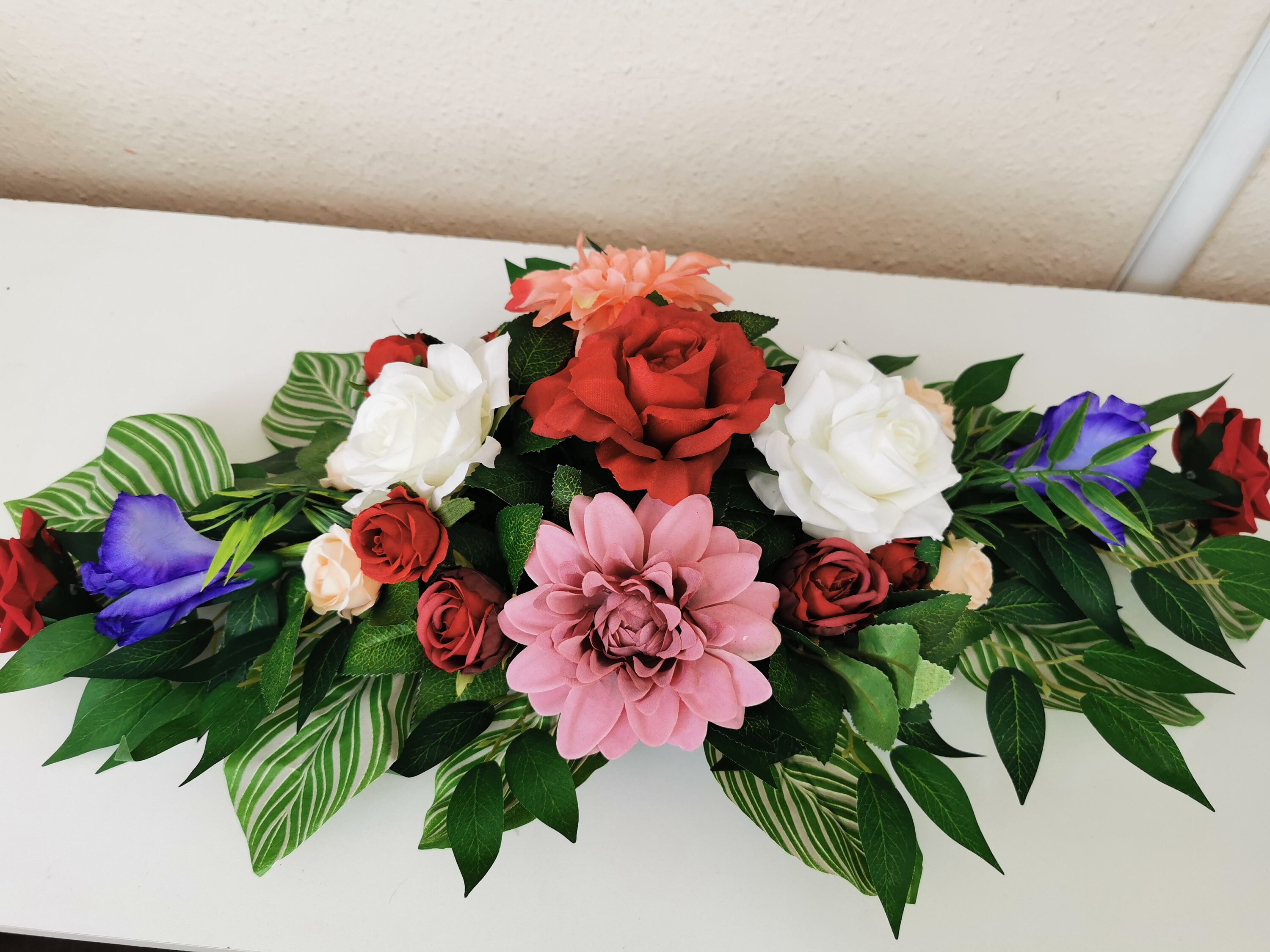 Artificial Silk Funeral Flower Coffin Spray Tribute Casket Topper ...