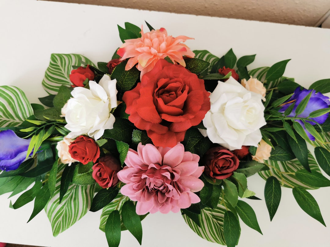 Artificial Silk Funeral Flower Coffin Spray Tribute Casket Topper ...