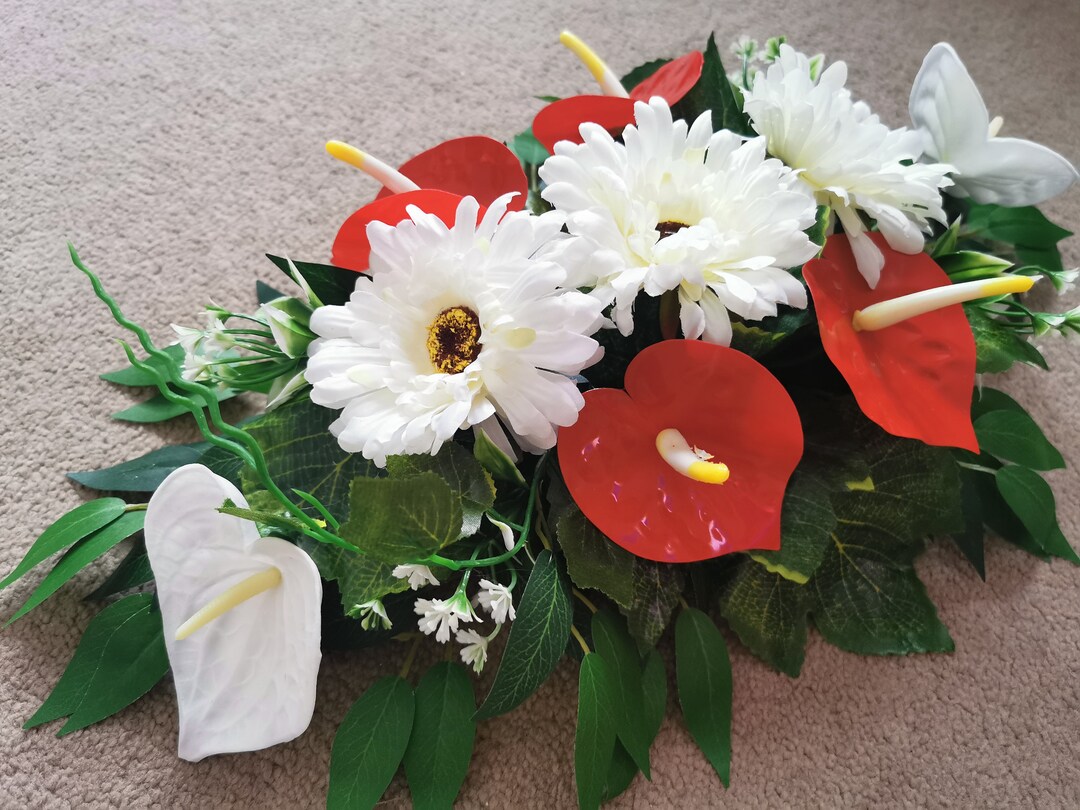 Artificial Silk Funeral Flower Coffin Spray Tribute Casket Topper - Etsy