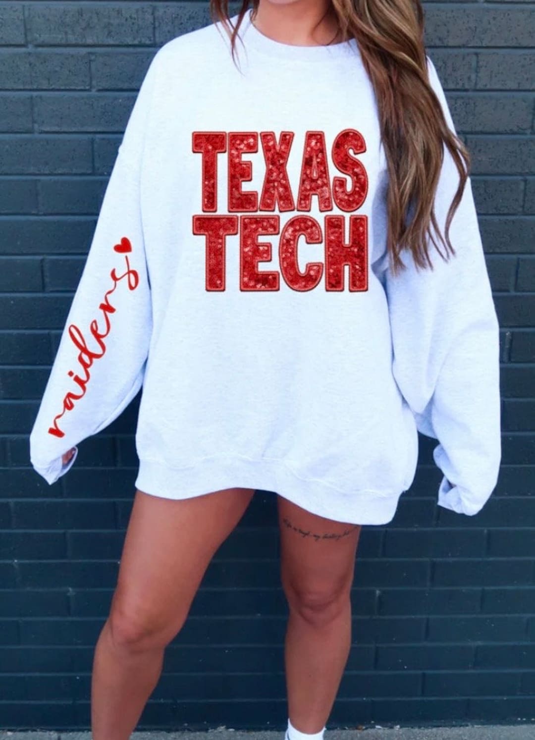 Texas Tech Faux Embroidered Sweatshirt, Texas Tech University, Faux ...