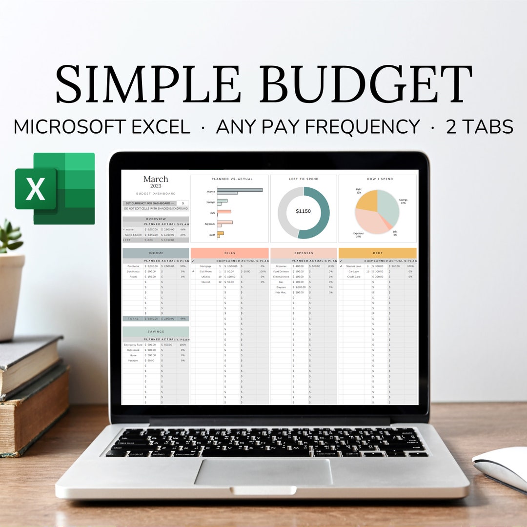 Simple Budget Spreadsheet, Microsoft Excel Budget Template, Personal ...
