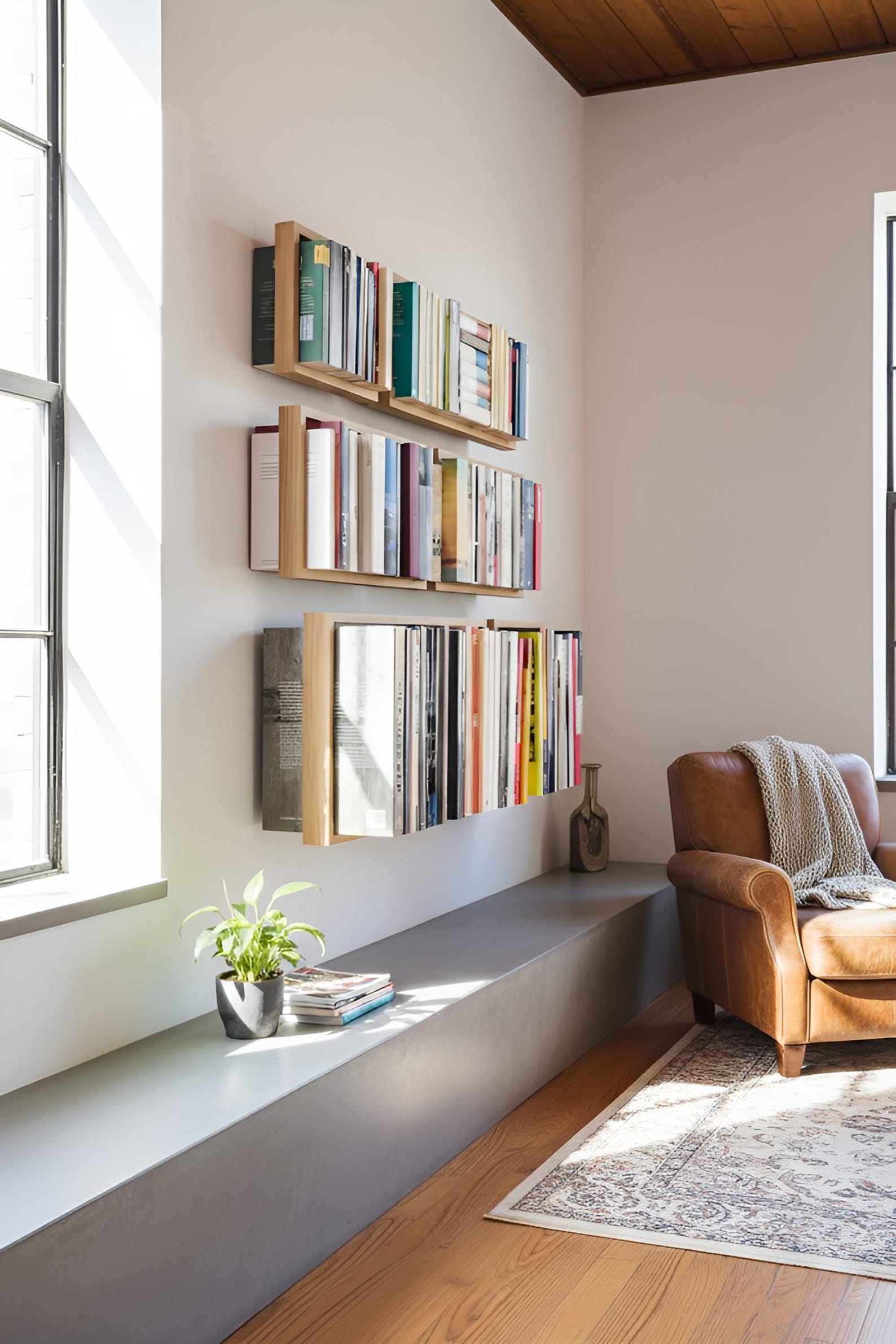 Modern Floating Bookshelf: 3-tier Wall-mounted Book Organizer - Etsy