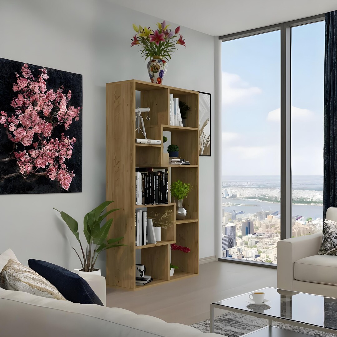 12-shelf Modern Wooden Storage & Display Unit – Stylish Retro Design ...