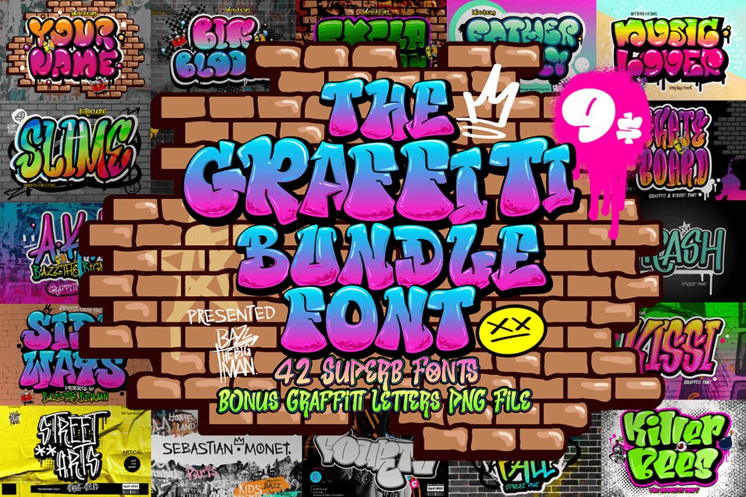 The Graffiti Font Bundles, 42 Premium Fonts - Etsy