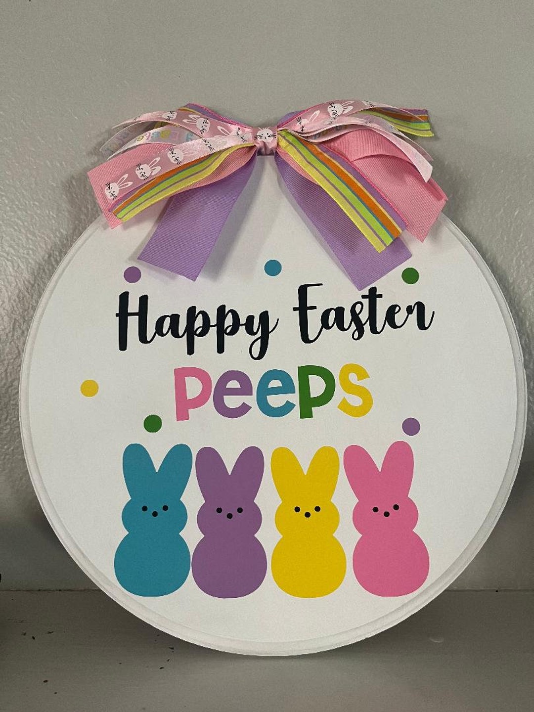 12 in Round Wooden Easter Sign - Etsy