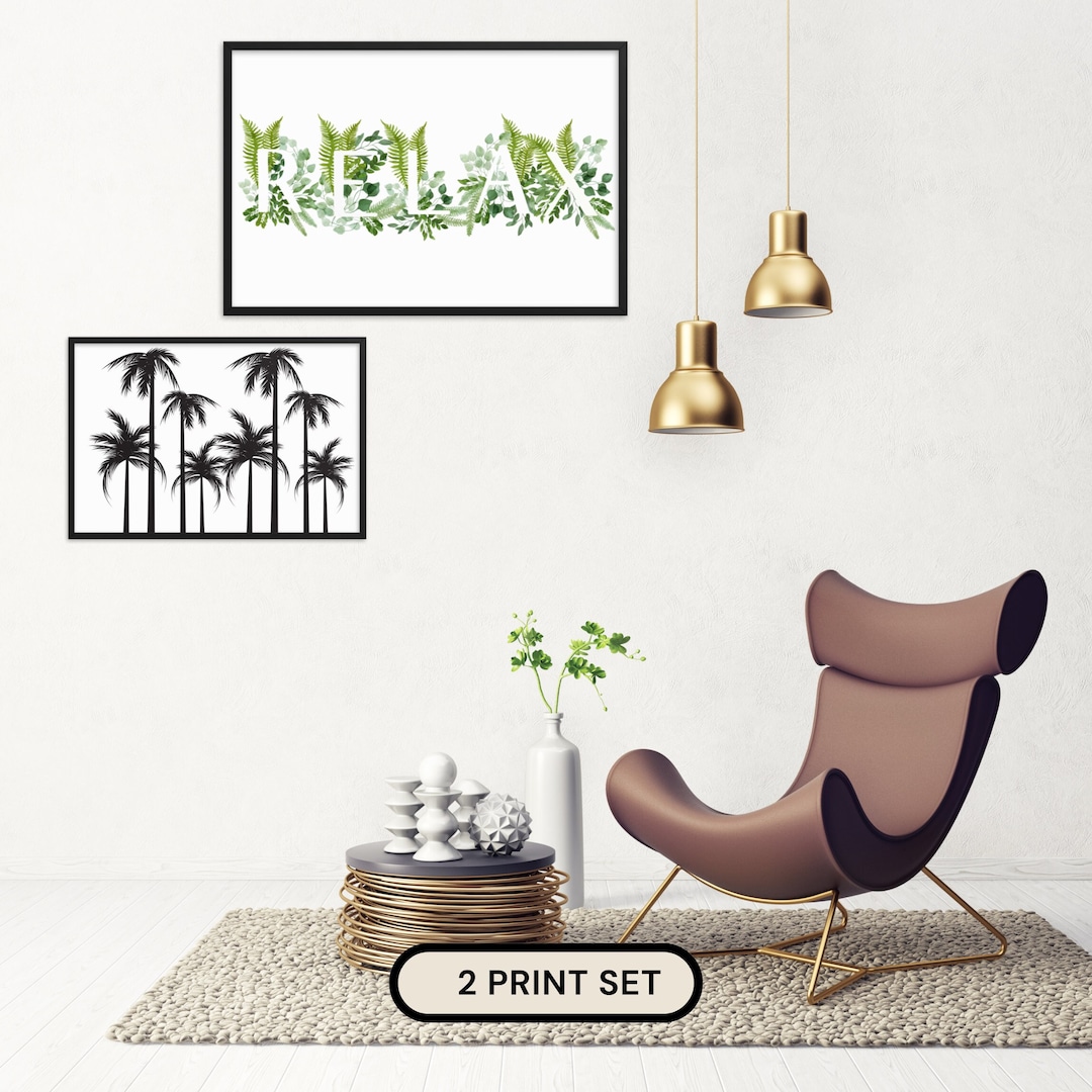 Relax Wall Art, Palm Trees, Digital Prints, Digital Download, Positive ...