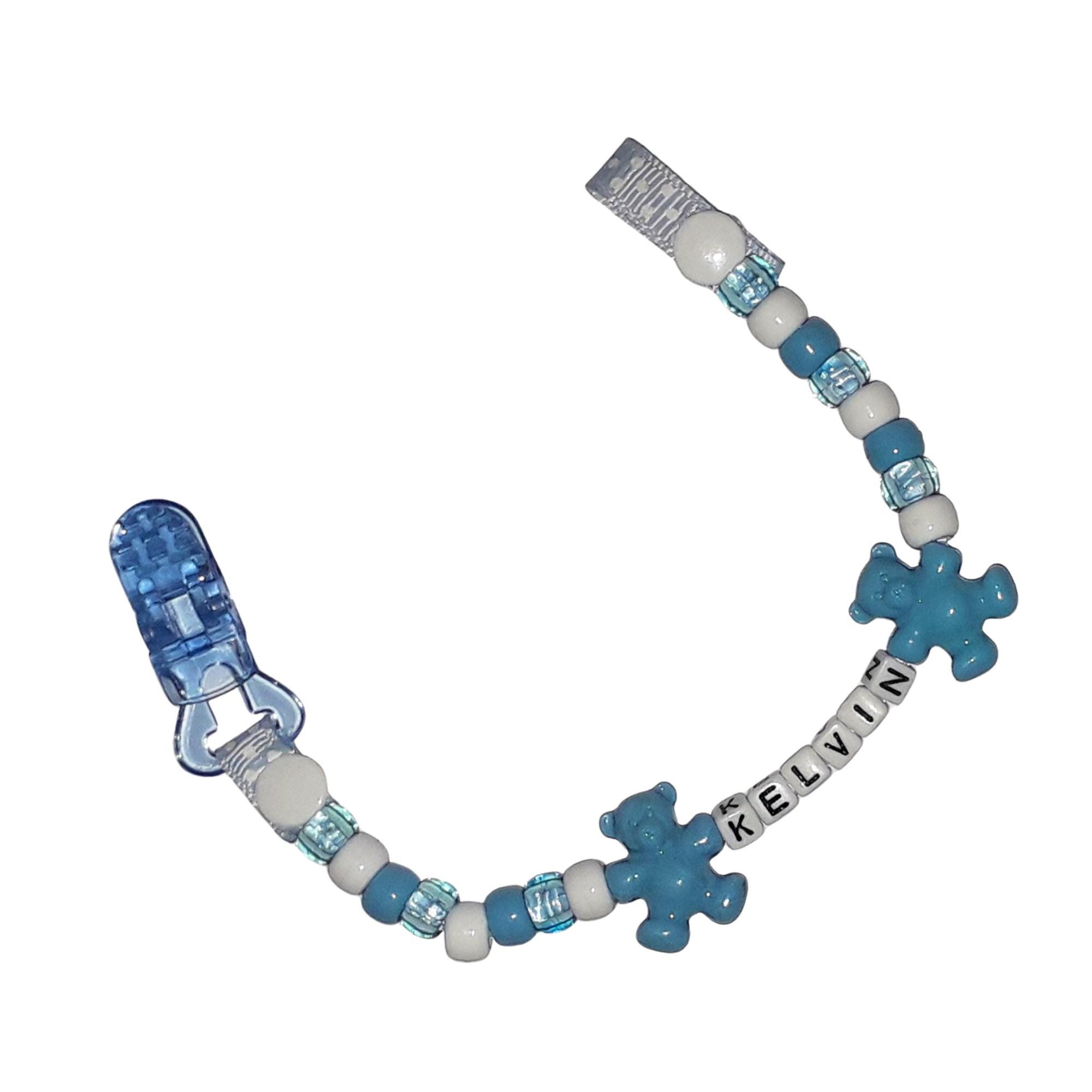 Personalised Boys Dummy Clips, Baby Blue - Etsy UK