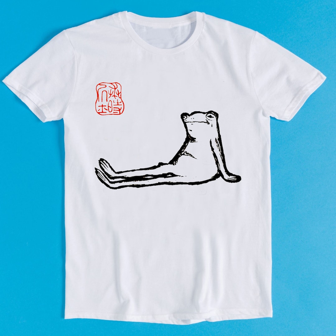 Unimpressed Lazy Laydown Frog Japanese Art Toad Meme Gift Funny Tee ...