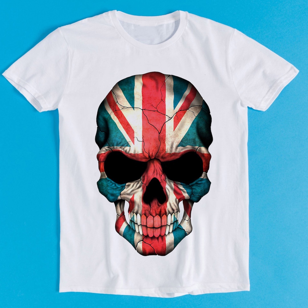 British Skull T Shirt Union Jack Flag England Crown Coronation King ...
