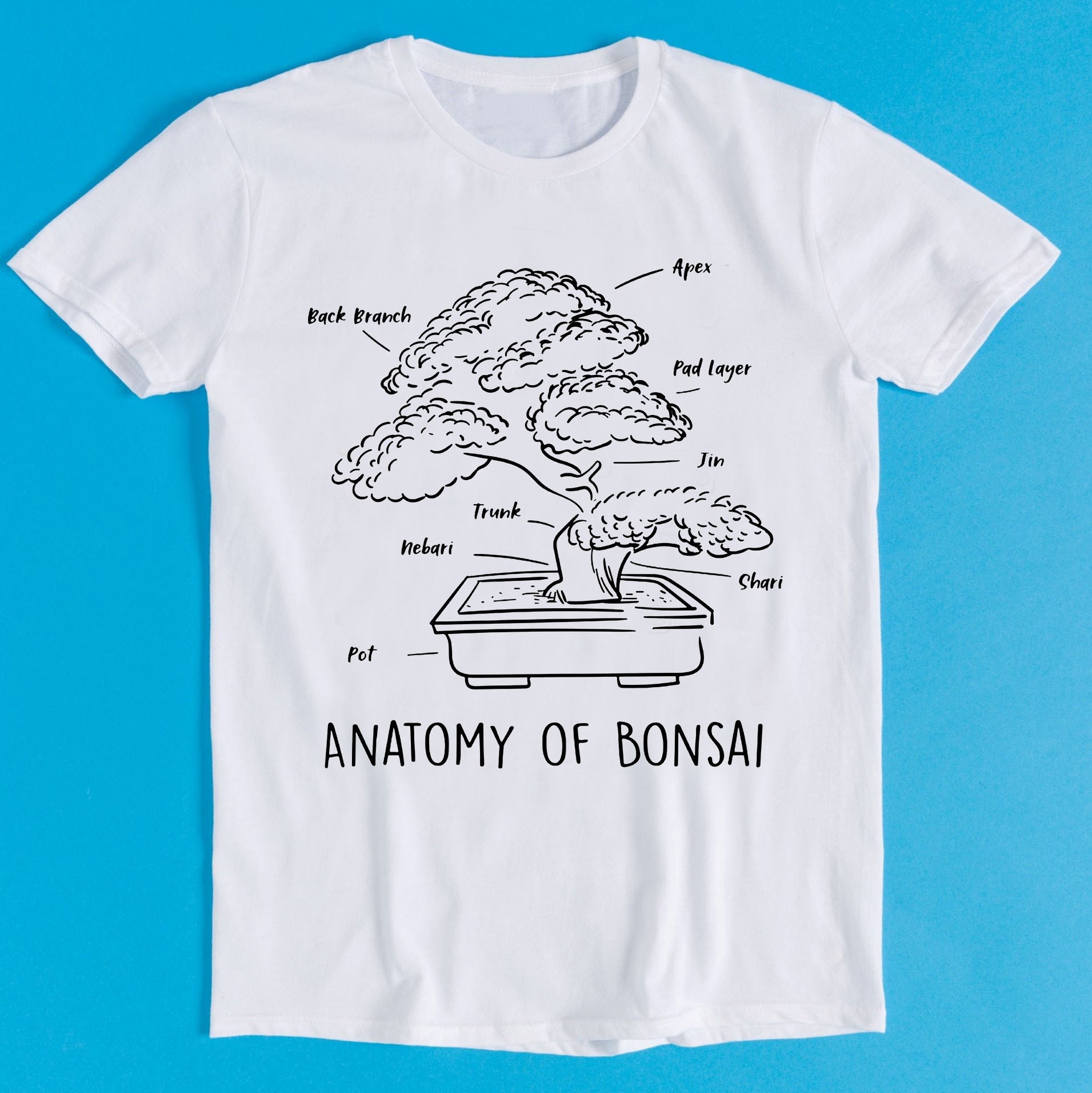 Anatomy of Bonsai Sakura Tree Japan Retro Funny Art Drawing Gamer Anime ...