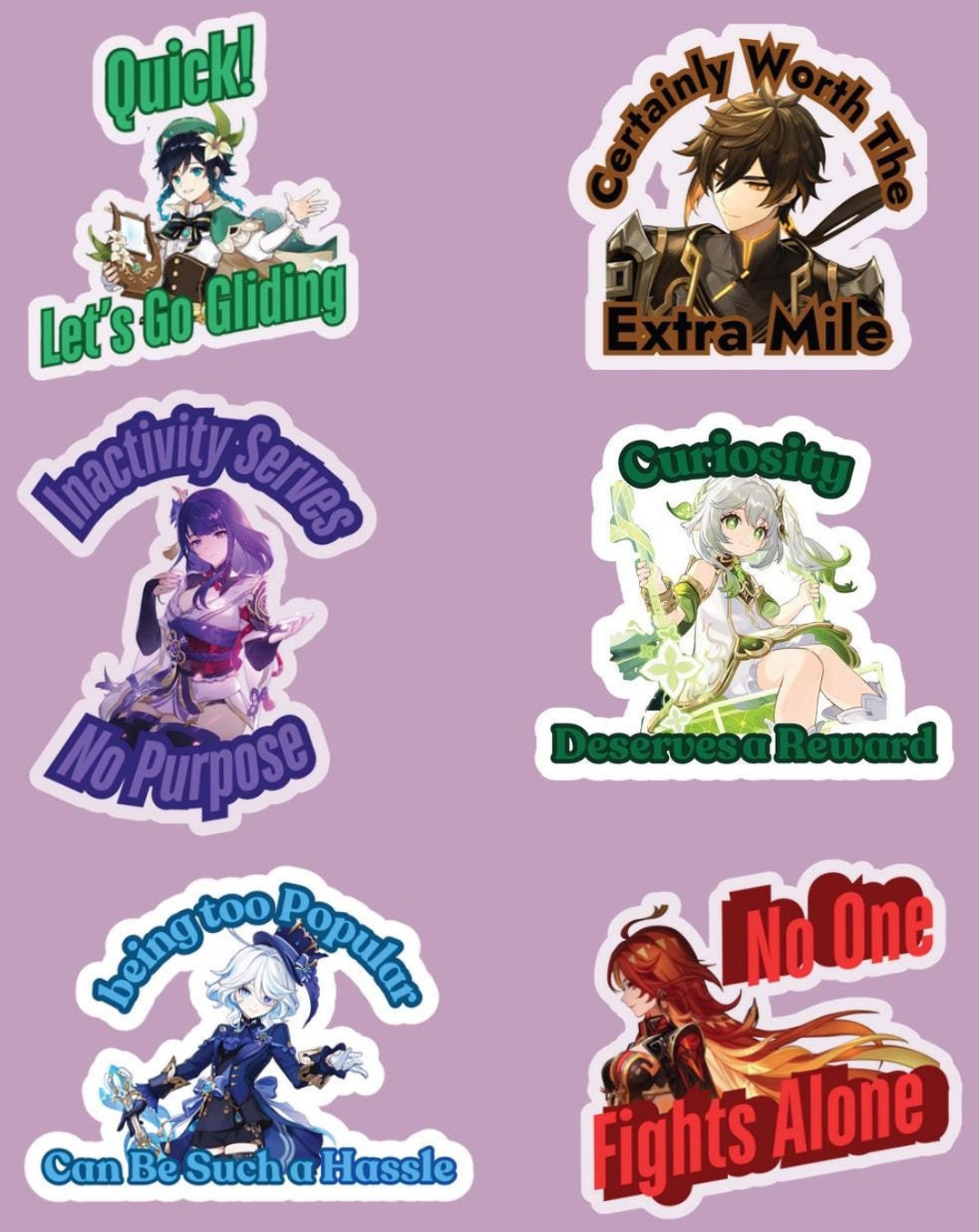 Genshin Impact-archon Quotes Stickers - Etsy