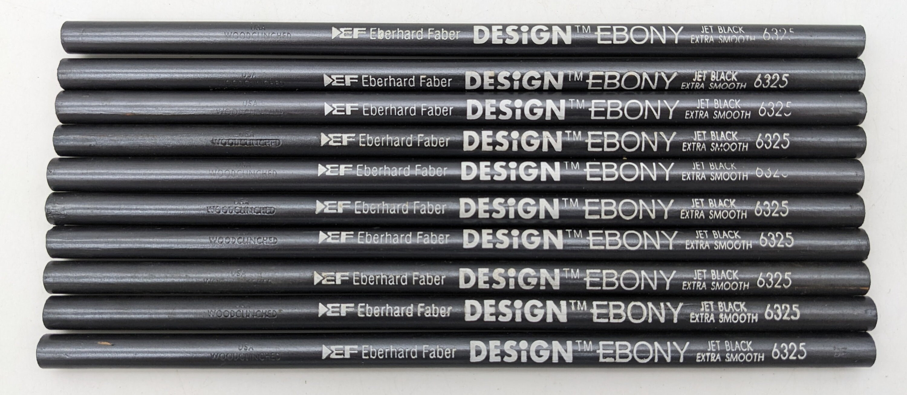 10 Vintage Eberhard Faber Design Ebony 6325 Jet Black Extra Smooth ...