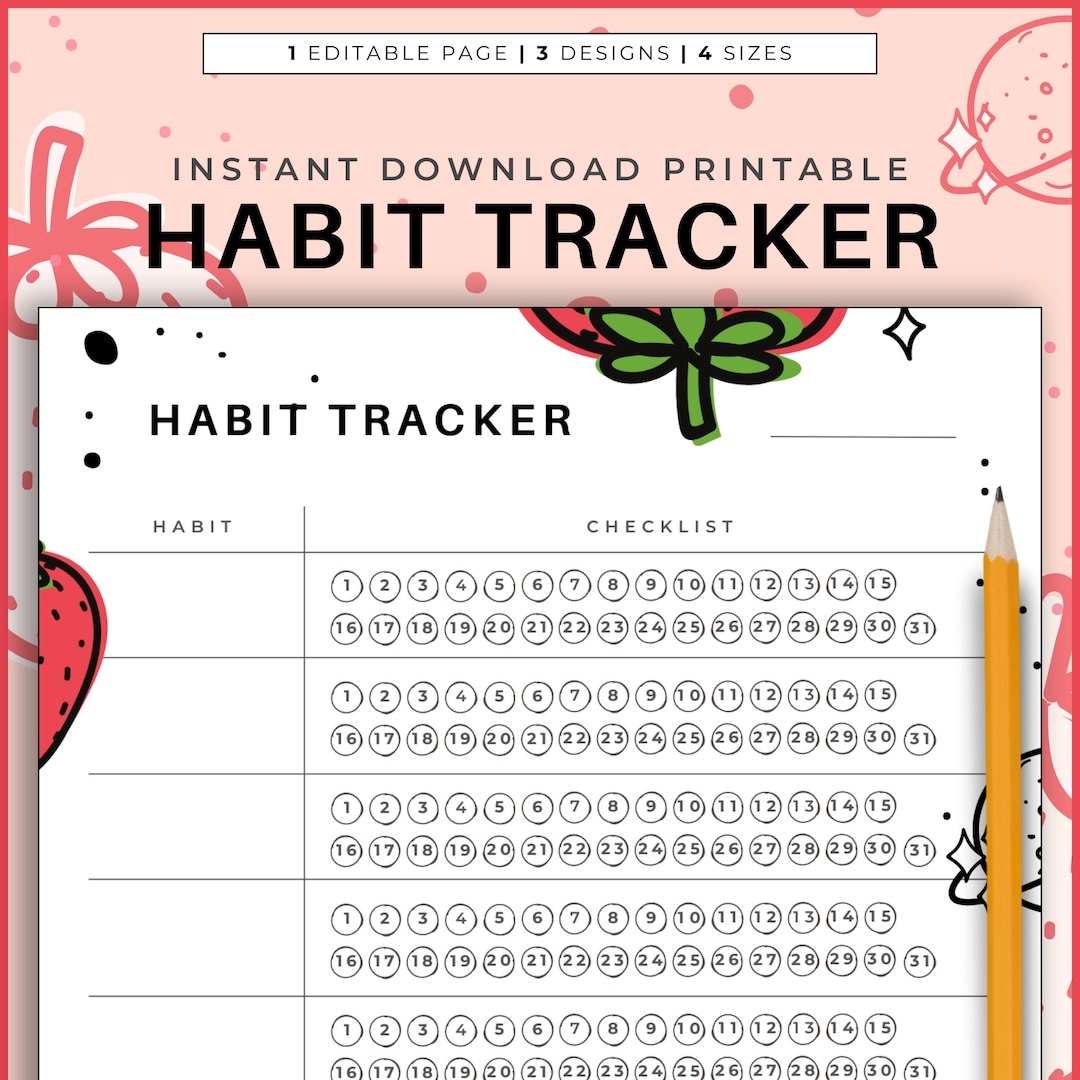 Habit Tracker Printable Download PDF A4 Daily Habit Tracker Weekly ...