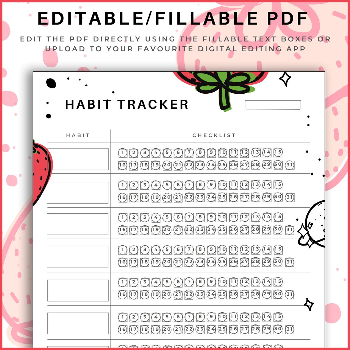 Habit Tracker Printable Download PDF A4 Daily Habit Tracker Weekly ...