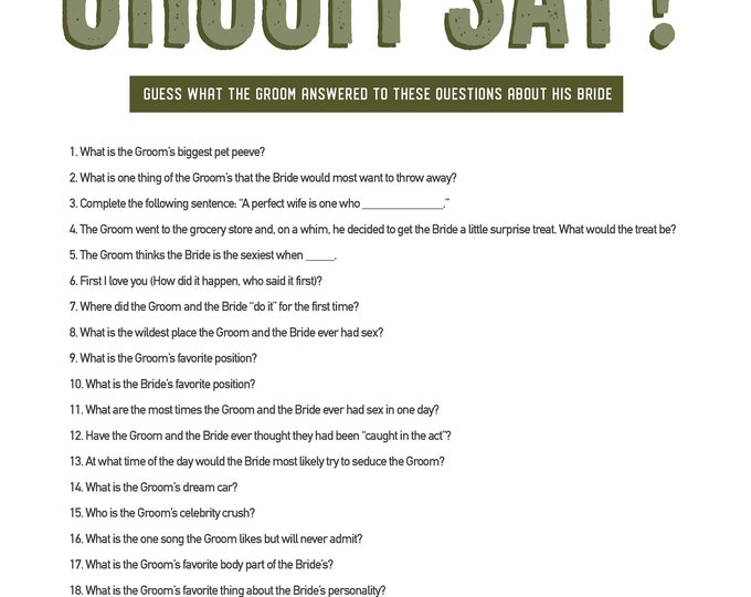 Bachelorette Party — Groom Questionnaire - Etsy
